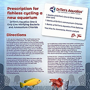DrTim’s Aquatics Ammonium Chloride Solution for Fishless Cycling - 4 oz, Treats 200 gal. –  Fish Tank Cleaner for Saltwater, Freshwater & Reef Aquariums