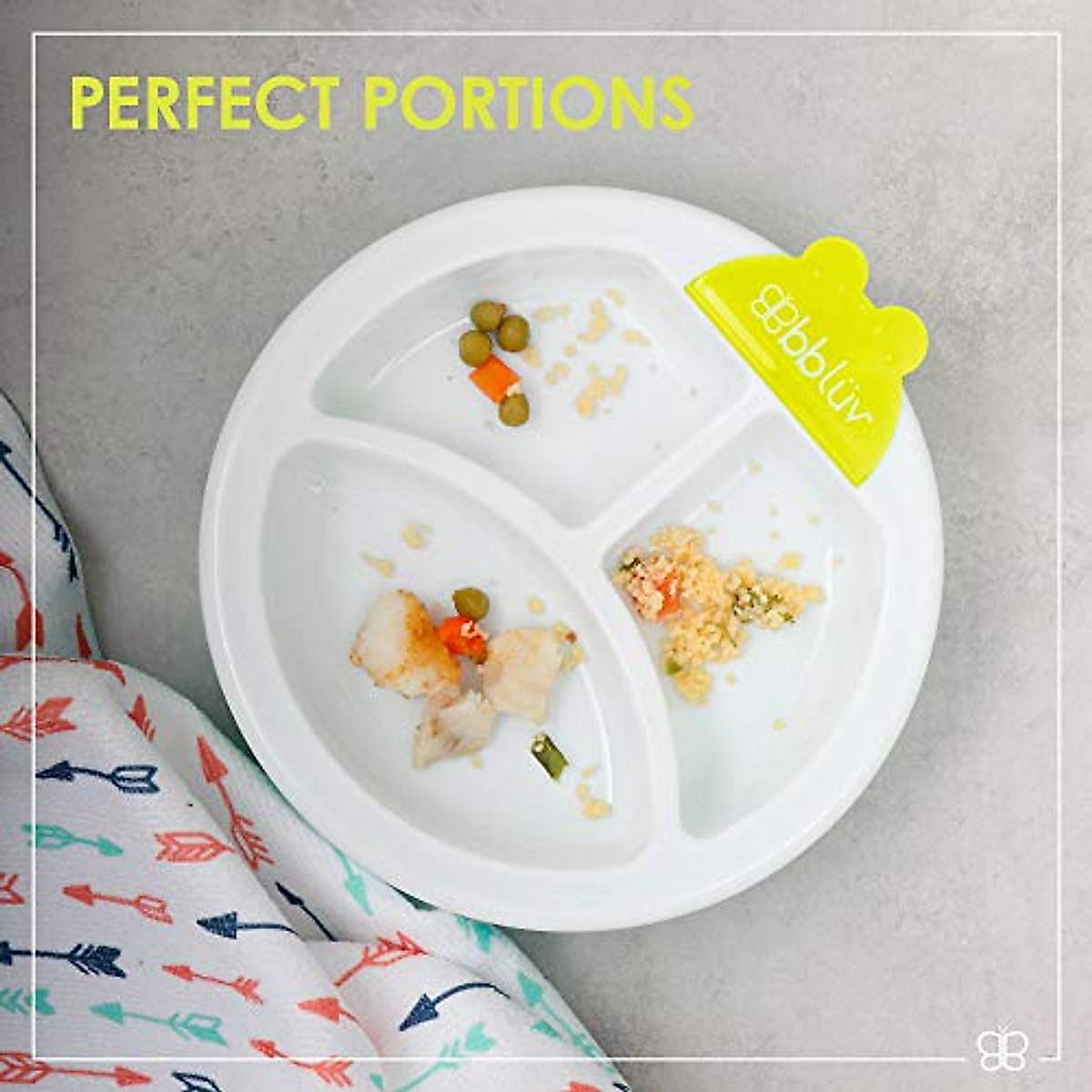 bblüv - Platö - Warming Feeding Plate - 3 Compartments with Suction Base for Baby to Toddler (Lime) - BPA and Phthalate Free