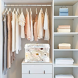 Caikeny Floral Dandelions Storage Basket Storage Bin Box with Lids and Handle Large Collapsible Storage Cube Box for Shelves Bedroom Closet Office 16.5x12.6x11.8 In