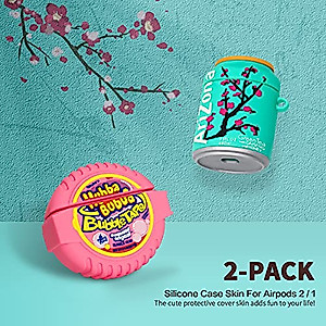 [2Pack] Cute Airpod Case for Airpod 2/1,3D Cartoon Kawaii Food Bubble Gum & Drink Airpods Cover Design Girl Boys Teens Fashion Fun Shockproof Protective Skin Accessories Silicone Case for Airpods 1&2