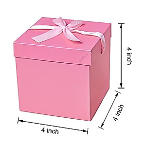 KOWEEEN 12 Pack Gift Boxes with Lid for Christmas, Birthdays, Father's Day, Bridal Showers, Weddings, Baby Showers and Graduations,Size is 4" x 4"x 4" (XS, Pink)