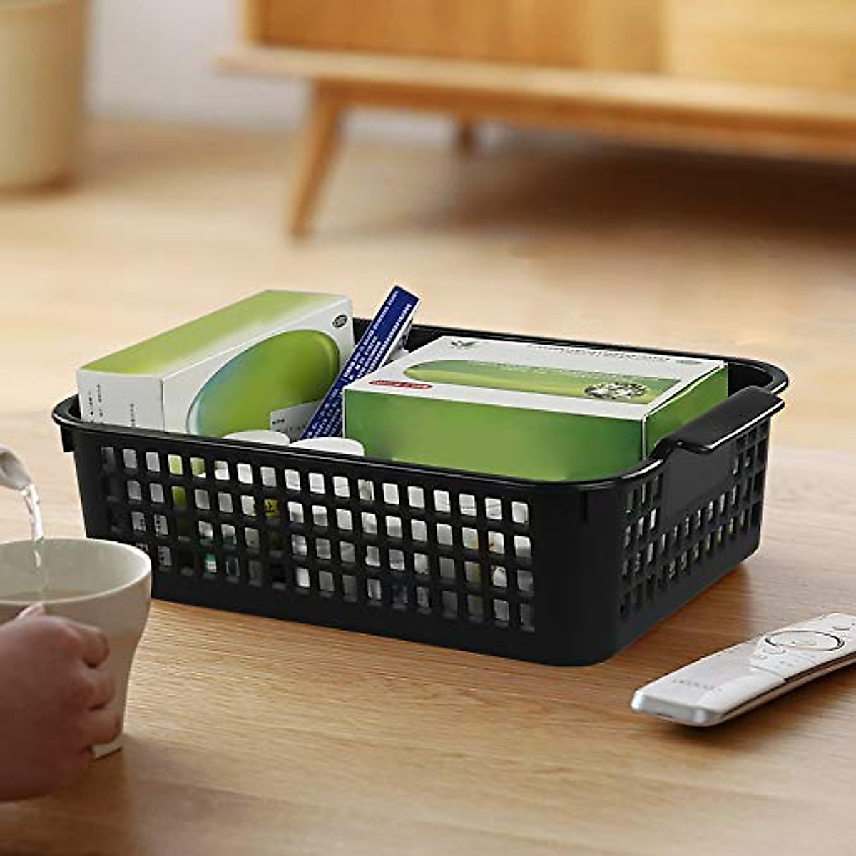 Utiao Plastic Storage Baskets for Classroom, Office, Home, 6 Packs(Medium)