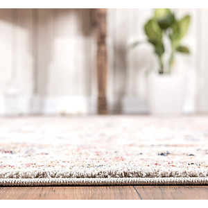 Abani Traditional Cream & Beige Vintage 5'3" X 7'6" Area Rug, Babylon Collection - Oriental Medallion Distressed Rug, Rugs