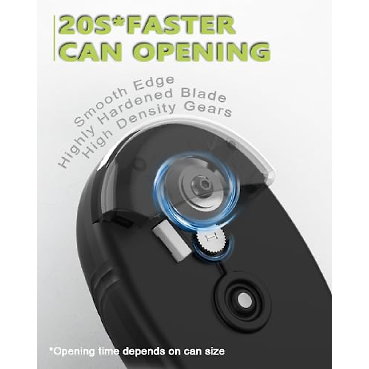 COOBIIYA Powerful Electric Can Opener, Rechargeable Can Opener Cordless for Seniors for Kitchen- Automatic Stop One Touch Can Electric Opener with Smooth Edge (Black)