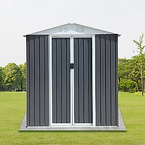 Ball & Cast 6x4FT Outdoor Storage Shed with Punched Vents,Heavy Duty Metal Sheds with Lockable Doors,Waterproof Tool Sheds for Garden,Backyard,Lawn,Easy to Assemble,Grey