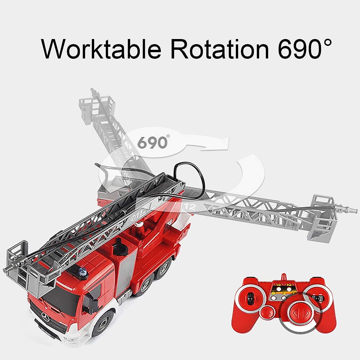 fisca RC Truck Remote Control Fire Engine Truck 9 Channel 2.4G Hobby Electronics Toys with LED Lights Simulated Sounds for Kids