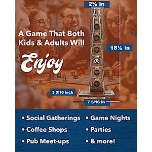 WE Games Shoot The Moon Game, Large 18 inches, Walnut Stained Solid Wood Board with Metal Ball and Rods, Retro Balancing Game for Family and Bar