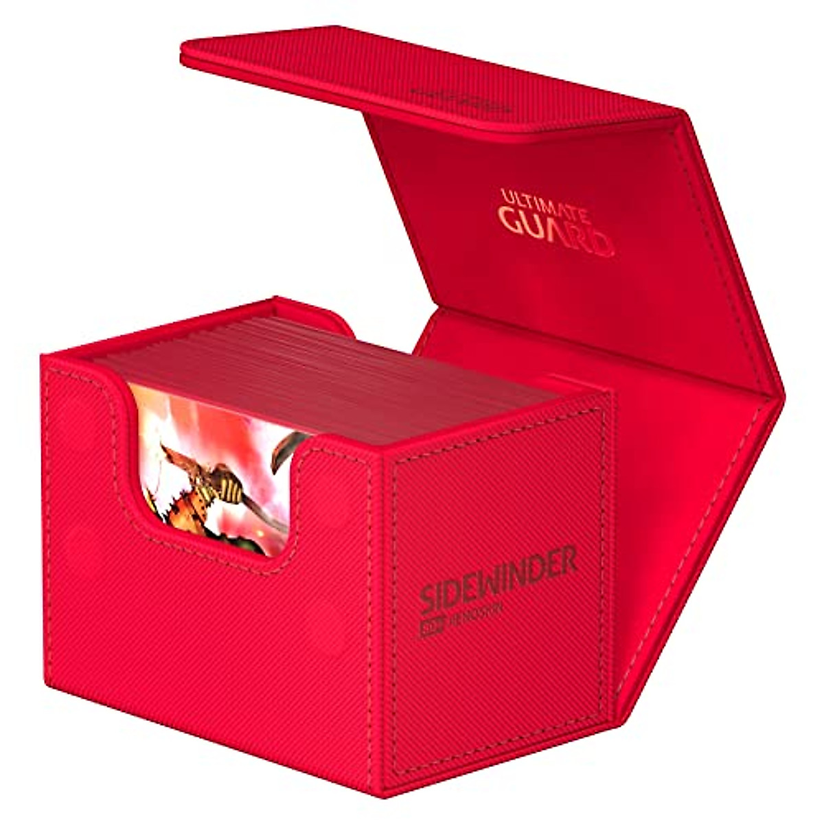Ultimate Guard Sidewinder 80+, Deck Box for 80 Double-Sleeved TCG Cards, Red, Magnetic Closure & Microfiber Inner Lining for Secure Storage
