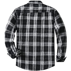 JMIERR Mens Flannel Shirt Fall Fashion 2024 Long Sleeve Casual Button Down Cotton Plaid Dress Shirts, US 40(M), Black
