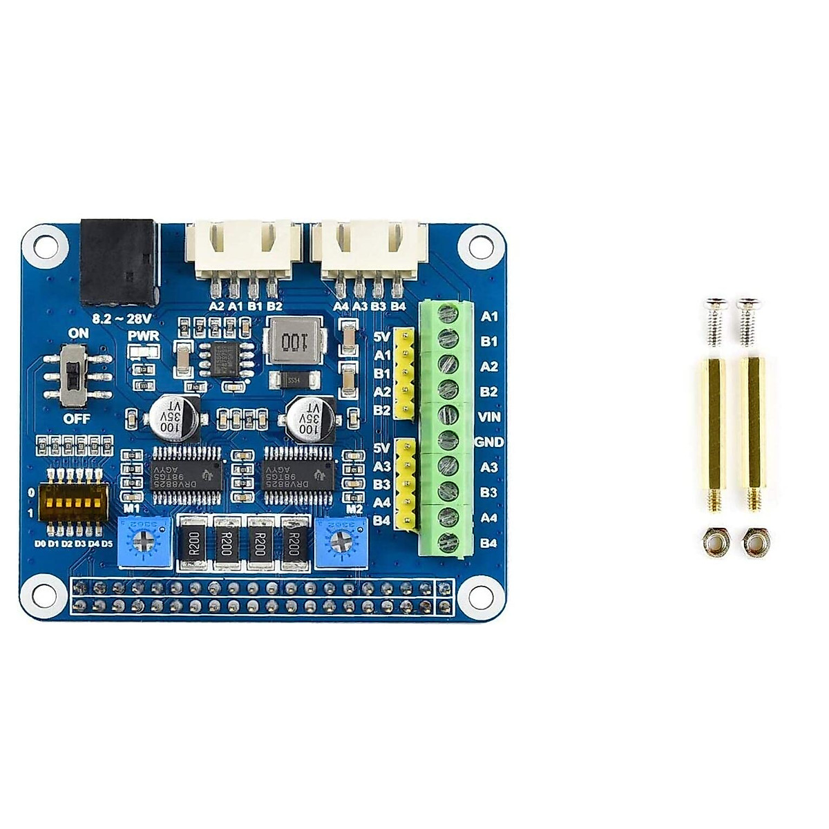 NGW-1pc Stepper Motor HAT Onboard Dual DRV8825 Motor Controller Drives Two Stepper Motors Up to 1/32 Microstepping Compatible with Raspberry Pi