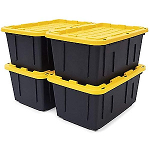 Extreme Duty 27 Gal. Tough Storage Bin in Black 4 pack with Lids