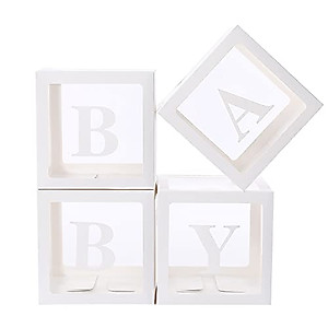 White Transparent Balloon Boxes With 27 Letters,Clear Block Boxes Backdrop ,for Birthday Bridal Baby Shower Gender Reveal Grad Party Decoration Balloon Box-Reusable Favors In Giftbox