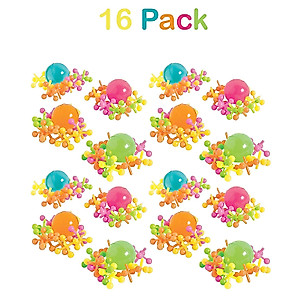 Kicko Plastic Jacks Set Jacks Game - Assorted Neon Colors - Pack of 16-10 Jacks and 1 Ball Per Pack, Jacks and Balls are 1 Inch, Classic Game Set - for Kids, Party Favors, Fun, Toy,