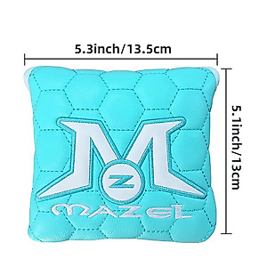MAZEL Embroidered Golf Putter Head Cover Magnetic Closure Mallet Putter Headcover for Taylormade Odyssey Titleist Scotty Cameron Callaway Ping,Blue