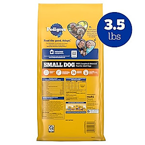 Pedigree Complete Nutrition Adult Small Dog Dry Dog Food, Roasted Chicken, Rice & Vegetable Flavor, 3.5 lb. Bag