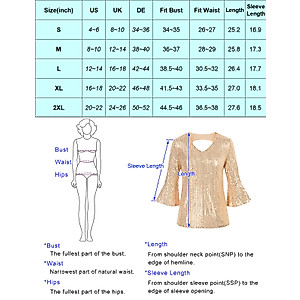 Sequin Tops for Women Sexy Shiny Metallic Sparkly Glitter Party Blouse Silver S