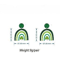 St Patricks Day Earrings Green Lucky Clover Dangle Acrylic Earrings Handmade Irish Shamrock Rainbow Cat Dog Wood Dangle Drop Earrings for Women Holiday Jewelry -Style 9