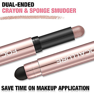 FOCALLURE No Crease Eyeshadow Stick, Creamy Eye Shadow Stick, Matte & Shimmer Eyeshadow Pencil, Smudge-proof, Built-in Smudger, BUBBLE