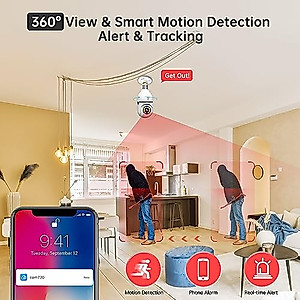 JOOAN 5G Light Bulb Security Camera, 360 Wireless Bulb Indoor Camera, 2K WiFi Camera for Home Security, Cloud & SD Card Storage, Color Night Vision, Smart Motion Detection, Sound Alarm