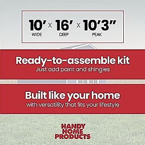 Handy Home Products Braymore 10x16 Do-It-Yourself Wooden Storage Shed with Floor