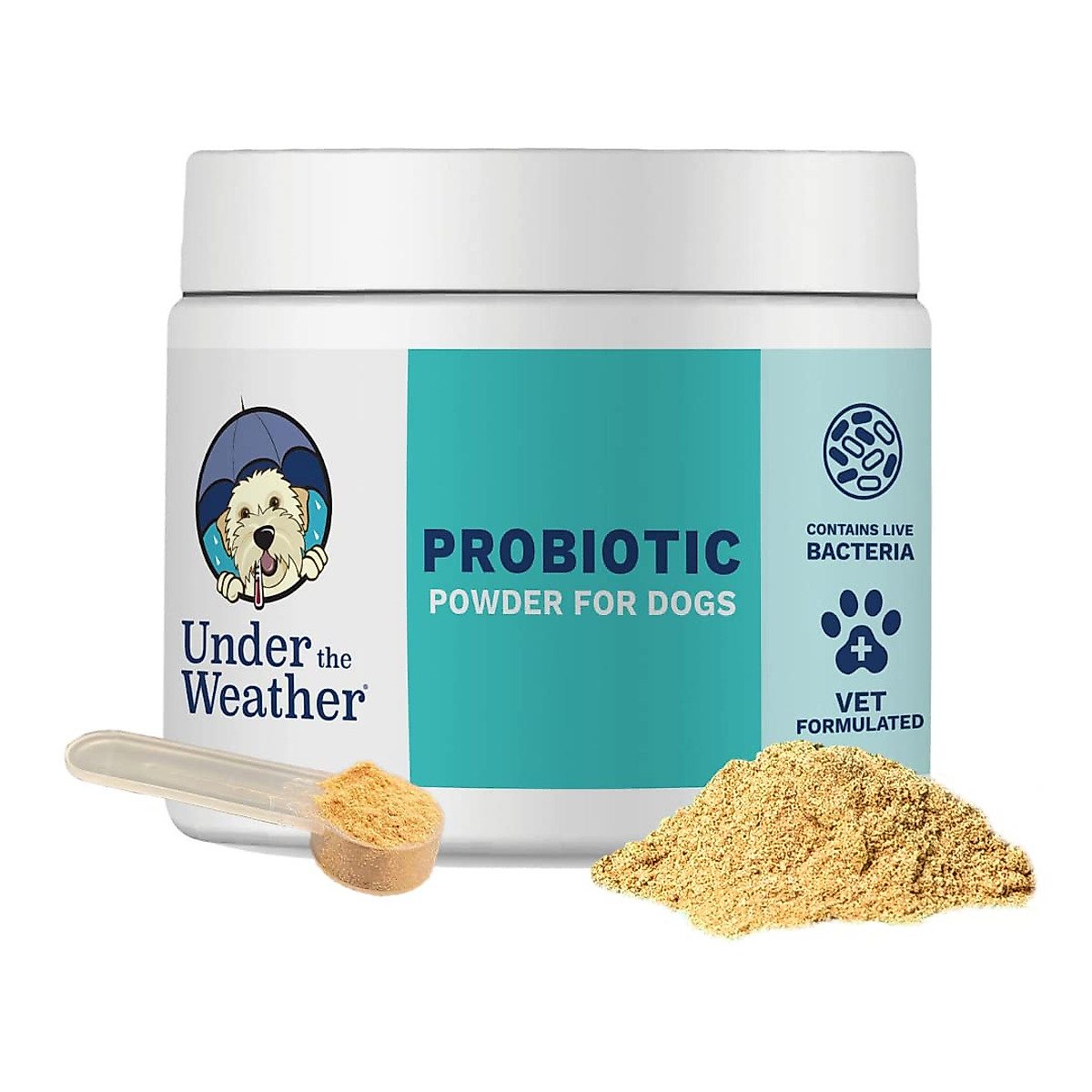 Under The Weather Pet Probiotic Powder for Dogs | Vet Formulated Dog Probiotics Supplement Filled with Good Bacteria | Promotes Healthy Digestion, Appetite, and Strong Immune System| 120 Servings