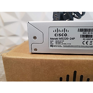 Cisco Meraki MS220-24P-HW 24 Port PoE 4 SFP Gigabit Network Switch (Renewed)