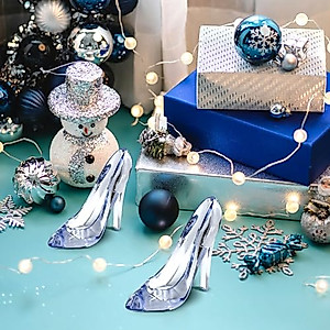GIMURM Crystal Slipper, Princess Inspired Decorative Sculpture, Birthday Gift, Home Decor, Table Serving, Wedding Shoe Figurines, Miniatures Ornament (Blue)