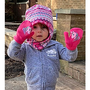 N'Ice Caps Kids Magic Stretch Gloves Mitten 3 Pairs Toddler Boys Girls Winter (Unicorns - Pink/Purple/Fuchsia, 3-5 Years)