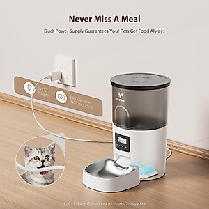 IMIPAW Automatic Cat Feeders, 3L Timed Cat Dry Food Dispenser, Dual Power Supply, Programmable Portion Size, 1-6 Meals Per Day, Auto Pet Feeder for Cats and Small Dogs