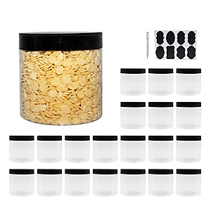 21 Pack 16 oz Plastic Jars With Lids, Extra Labels, 1 Pen, Clear PET Seal Jar for Food Storage,Wide Opening Storage jar For Dry Food, Peanut, Powder, Kitchen & Craft Storage by ZMYBCPACK