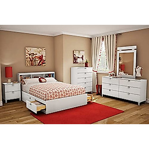 South Shore Spark Bookcase Headboard, Full, Pure White