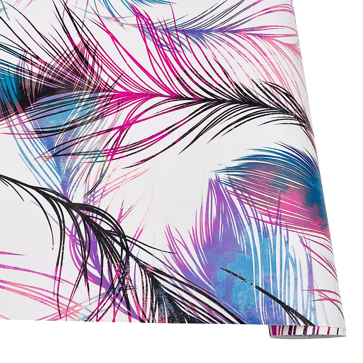 Yifasy 2 Pack Shelf Liners Purple Peacock Feathers Self-Adhesive Drawer Papers Renovation Furniture 17.7 Inch Wide