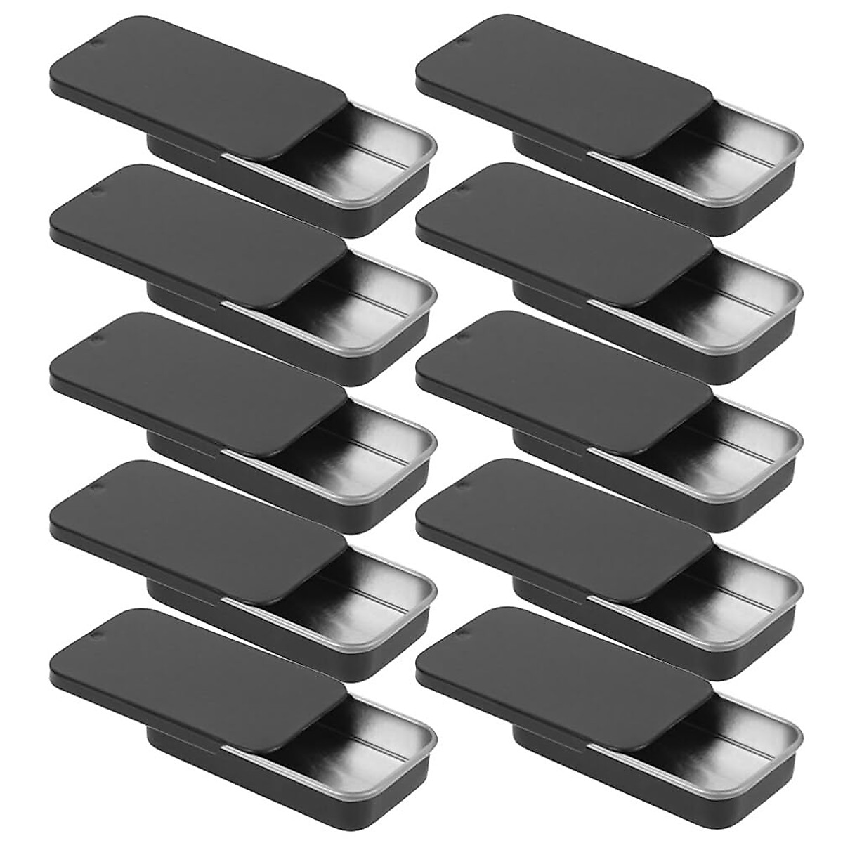 Hemoton 20pcs Rectangular Slide Top Tinplate Box Sliding Cover Push-Pull Tin Box Metal Tin Containers for Candies Jewelry Crafts Lip Balm Storage 50x25x10mm
