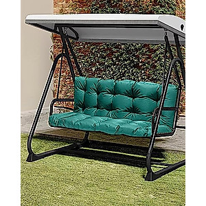 LCKFFYD Outdoor Swing Cushions，Bench Cushion Waterproof Swing Cushions 2/3 Seater Outdoor Porch Swing Cushions with Backrest, for Outdoor Swing Pad for Garden Patio Dark(52x40x5in,Green)