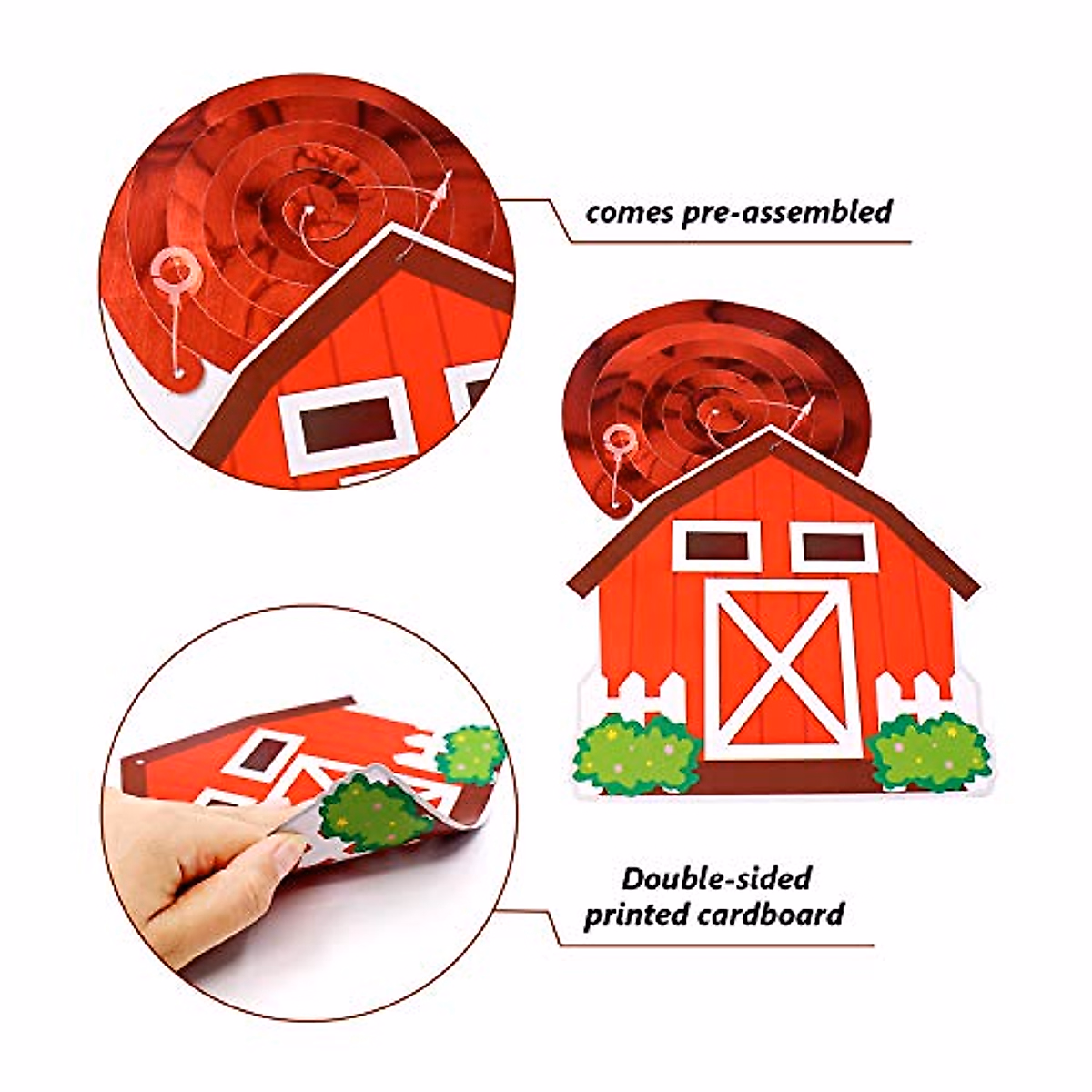 Farm Animal Hanging Swirls Party Ceiling Decorations Barnyard Theme Birthday Baby Shower Decor Event Supplies 30CT