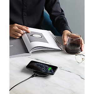 Anker 15W Max Wireless Charger with USB-C, PowerWave Alloy Pad, Qi Certified Fast Charging for iPhone SE, 11, 11 Pro, 11 Pro Max, X, Xs, Xr, Galaxy S20 S10 S9, Note 10, Note 9 & More (No AC Adapter)