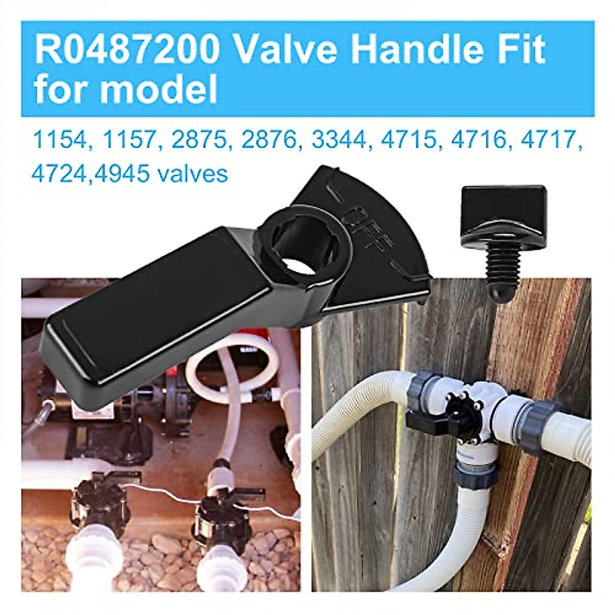 ChangTa Never Lube Valve Handle R0487200/7433 and Knob 4603/R0486900 Replacement Kit Fits Zodiac Jandy 2-Port/3-Port NeverLube Valve Handles 4733, R0487200, 1301 - Black(2 Pack)