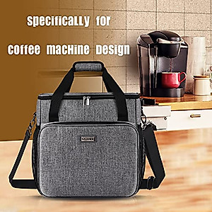 BAGLHER Coffee Maker Storage Bag,Waterproof Travel Carrying Organizer Case,Suitable for Kering Coffee Machines and Other Accessories,Dustproof Tote Bag with Shoulder Strap Grey