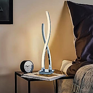 KARMIQI Dimmable LED Table Lamp Modern, Touch Control Desk Lamp, Arc Minimalist Contemporary Bedside Lamps for Bedroom Reading Living Room