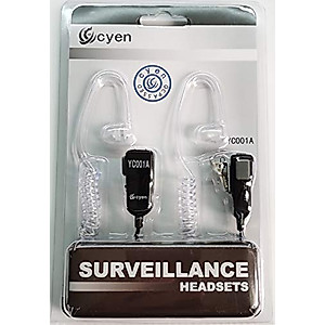 cyen Two Way Radio Headset Noise Canceling Transparent Security Earphones Works with Midland Walkie Talkie GMRS/FRS Radios with PTT/VOX – Pair