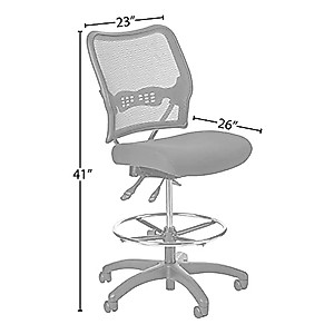 SPACE Seating Deluxe AirGrid Back with Mesh Seat, Adjustable Footring, Dual Function Control and Nylon Base Drafting Chair, Black