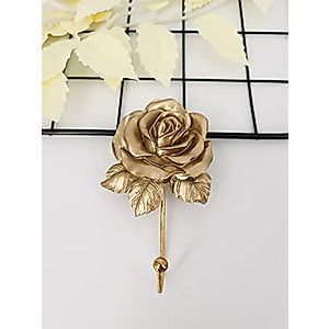 Rose Wall Hooks Coat Rack Hat Hooks Wall Mounted Cute Wall Decor- Decorative Hook 2 Pcs for Hanging Bathroom Kitchen Room Towels Keys Coats Hats Bags