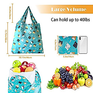 FulSurgus 6 Pack Reusable Shopping Bags, Large 40LBS Foldable Grocery Bags, Machine Washable Groceries Bags Nylon Fabric Storage Bags