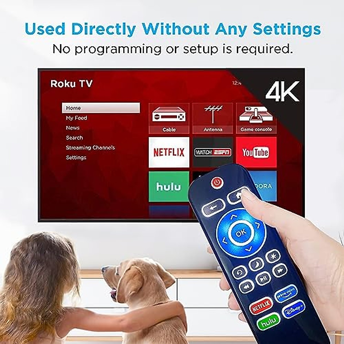 Replacement Backlit TV Remote Control for Roku TV, for TCL/Hisense/Sharp/Philips/Onn/Element/Insignia/Westinghouse Roku TV (NOT for Roku Stick or Box)
