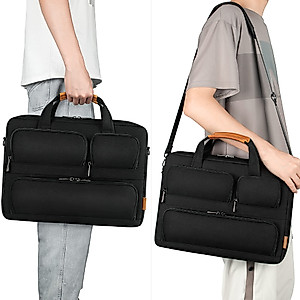 DOMISO 17-17.3 Inch Laptop Bag Business Briefcase with Shoulder Strap Messenger Bag Compatible with 17" Laptops/17.3" HP Pavilion/MSI GS73VR Stealth Pro/Dell Inspiron 17/Acer/ASUS,Black