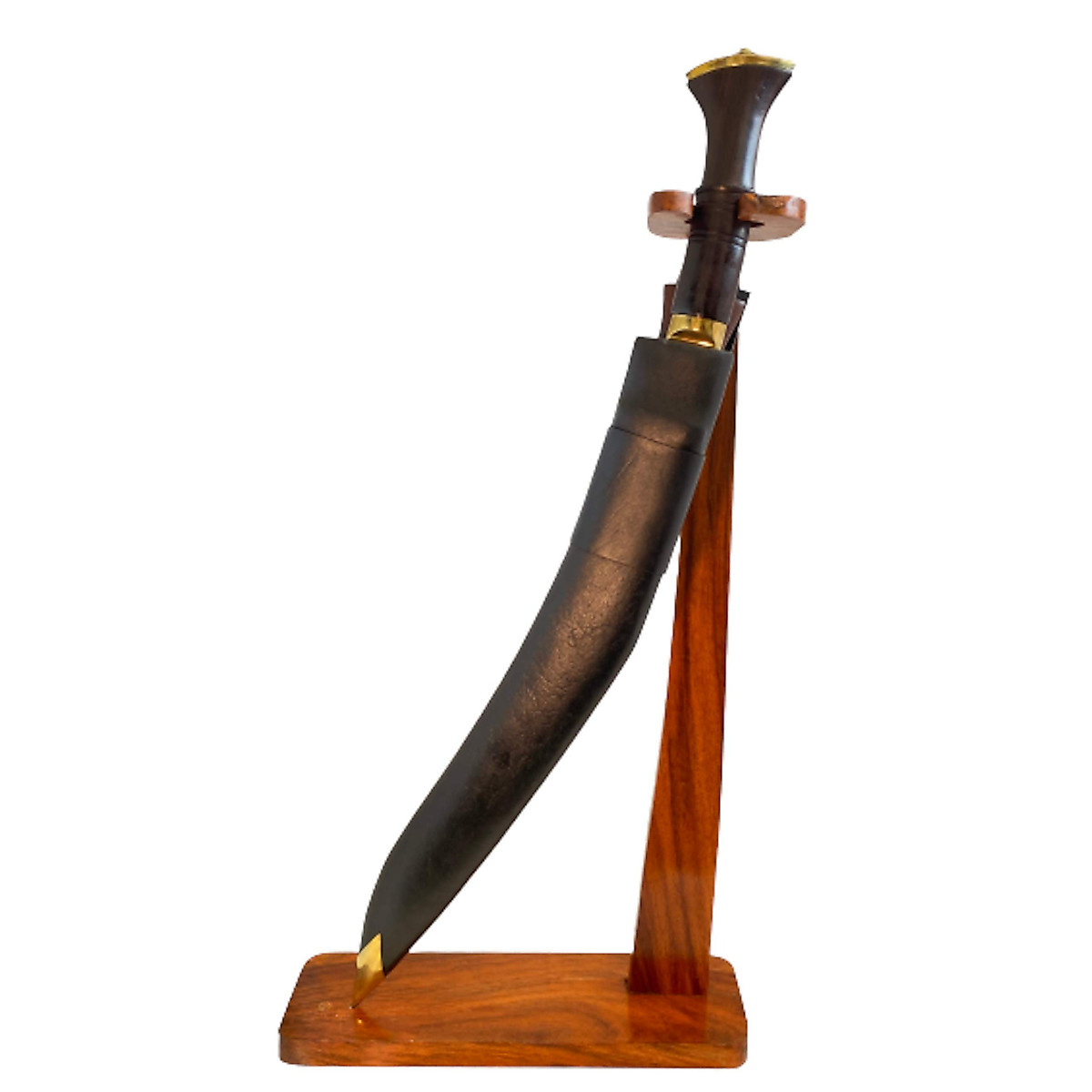 QT S Khukuri/Kukri Display Wooden Stand Fit 23-25 Inch X Large Kukri - Full Tang Blade Length Fit 16-18 Inch Kukri Khukuri- Handmade By Heavy Real Wood Nepaloden Sword Display for Heavy Kukri Knife