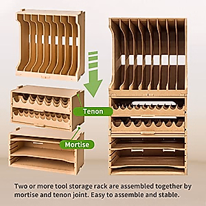 Bucasso Wooden Mold Making Tools Storage Box, Model Paint Organizer with MDF Material, Model Kit Tool Organizer Rack, Paint Rack, Brush/Tool Holder Suitable for Tamiya and Gundam Tools, GK5