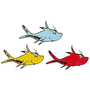 Eureka Back to School Dr. Seuss One Fish, Two Fish Paper Cut Out Classroom Decorations, 36 pc, 5.5'' W x 5.5'' H