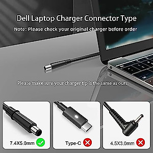 65W 45 Watt AC Adapter for Dell Laptop Charger,19.5V 3.34A Dell Latitude 5400 5500 5480 5490 5580 5590 7400 7480 7490 7290 7280 E5400 E5420 E5450 E5470 E5570 E6420 E6430 E7470 Computer Power Cord