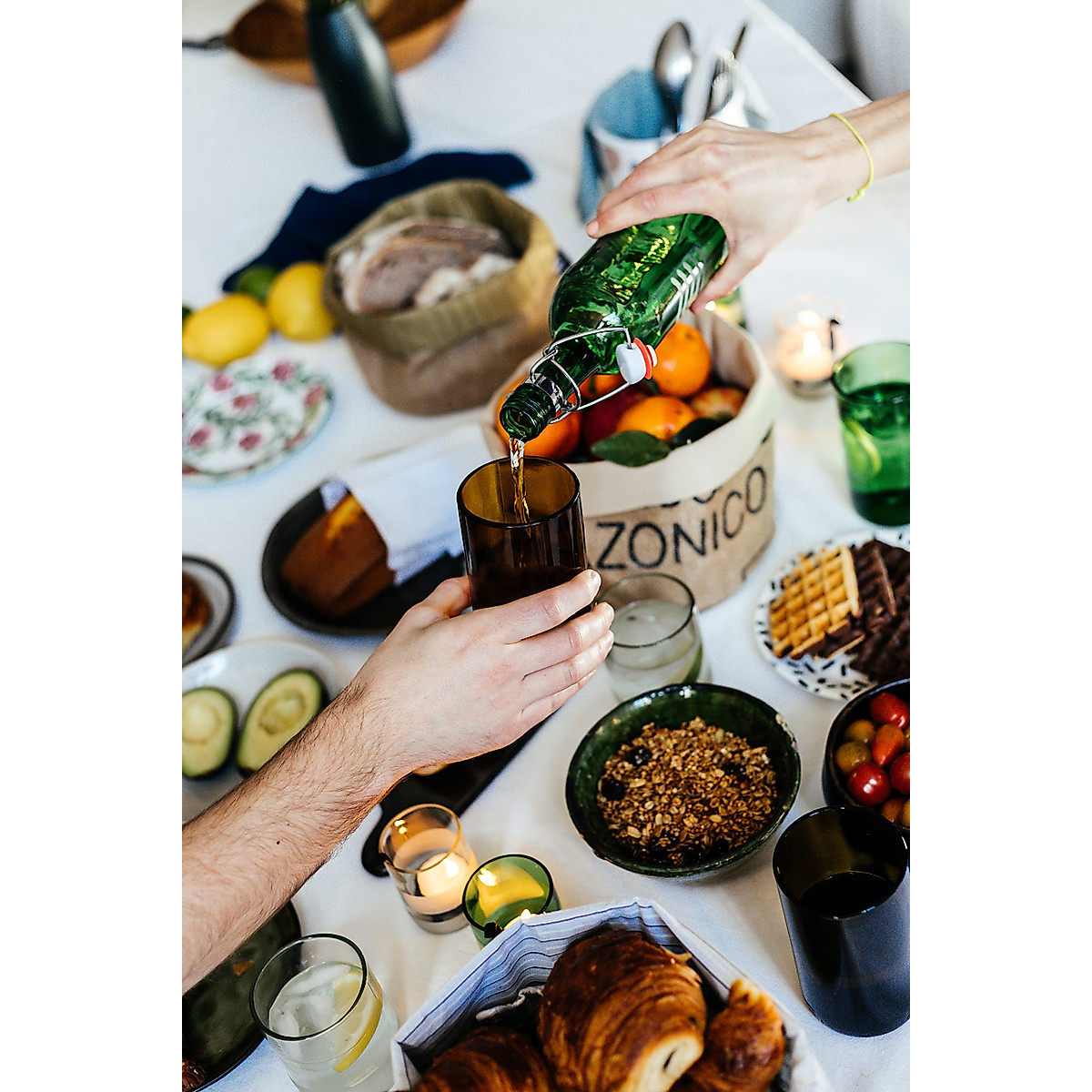 IWAS Upcycled Tall Auburn Drinking Glasses | 350 ML | 12 OZ | Set of 6 | Sustainable Water and Cocktail Glasses For Home | Light Brown Glasses